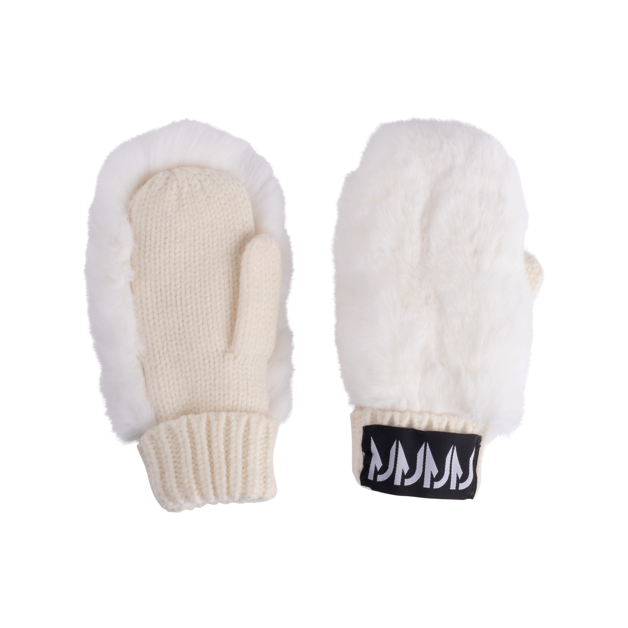 White rabbit fur mittens store